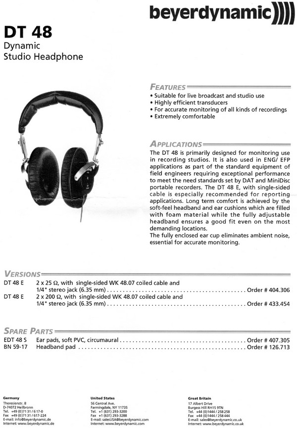 Beyerdynamic DT48 200 Ohm - Le forum Audiovintage