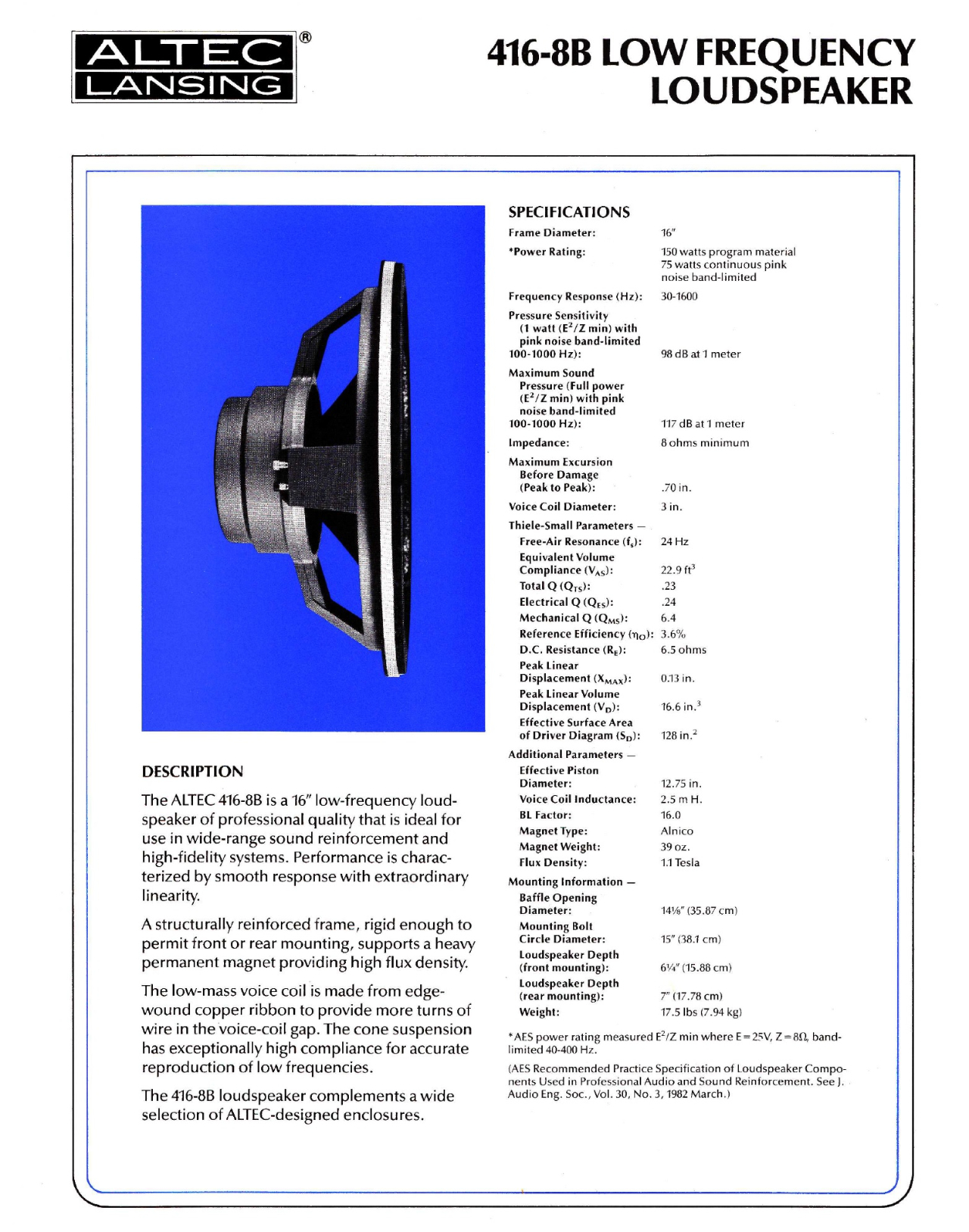Altec 803/416 - Le forum Audiovintage